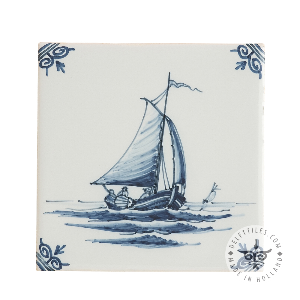Hand decorated boat ship tiles (TMS3) - Delft Tiles