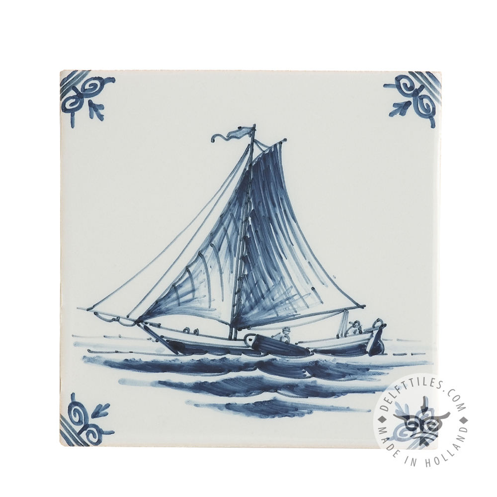 Hand decorated boat ship tiles (TMS3) - Delft Tiles