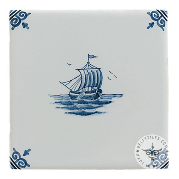 Hand decorated small boat tiles (TMS13) - Delft Tiles