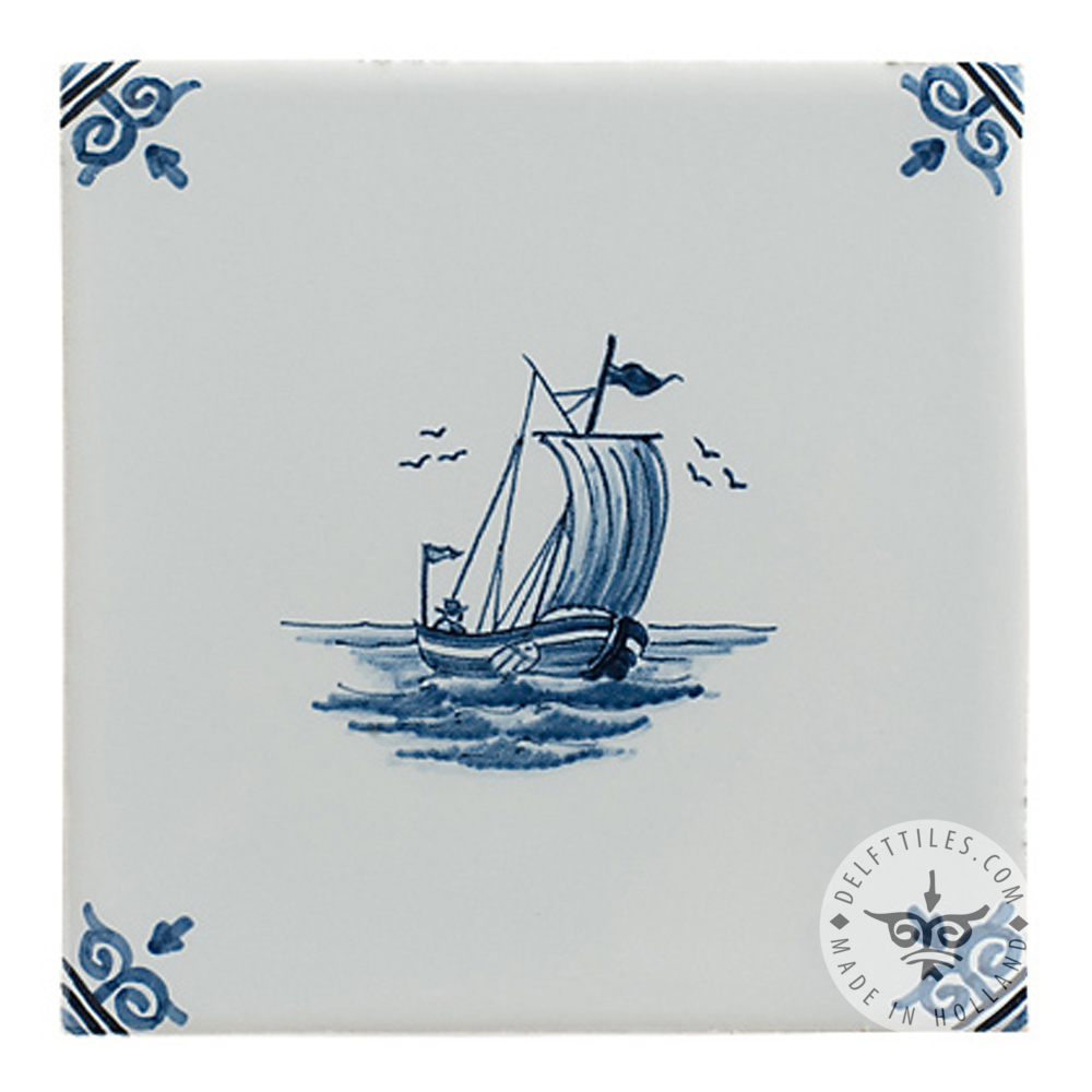 Hand decorated small boat tiles (TMS13) - Delft Tiles