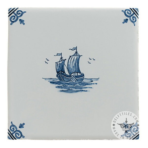 Hand decorated small boat tiles (TMS13) - Delft Tiles