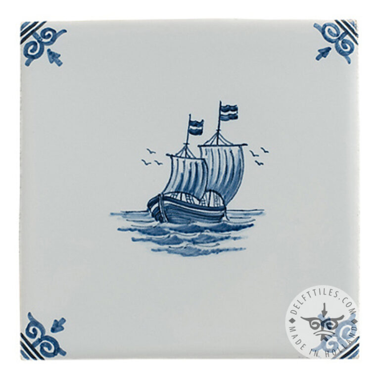 Hand decorated small boat tiles (TMS13) - Delft Tiles