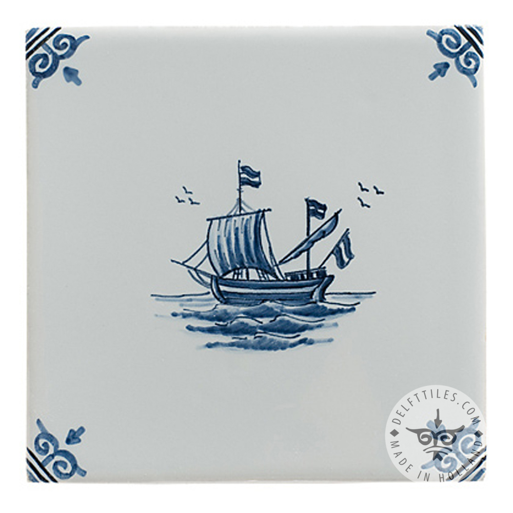 Hand decorated small boat tiles (TMS13) - Delft Tiles