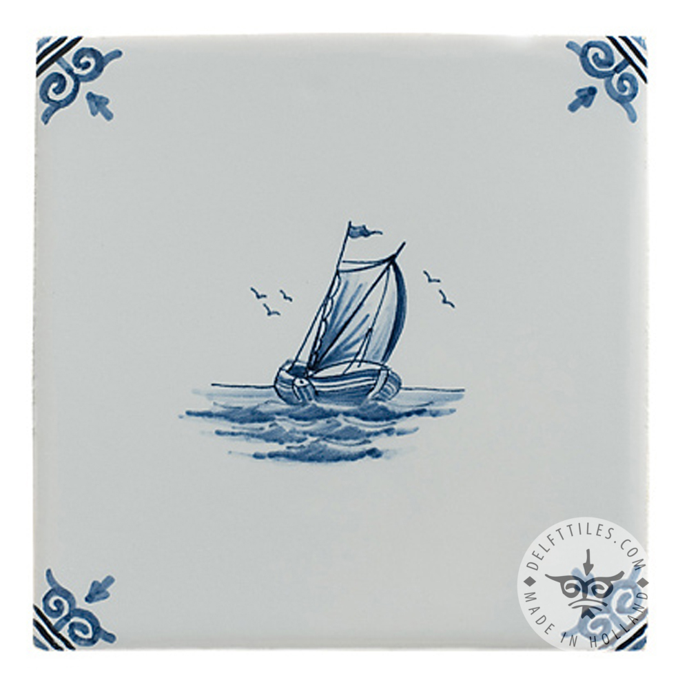 Hand decorated small boat tiles (TMS13) - Delft Tiles