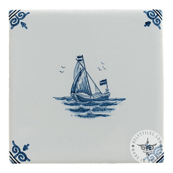 Hand decorated small boat tiles (TMS13) - Delft Tiles