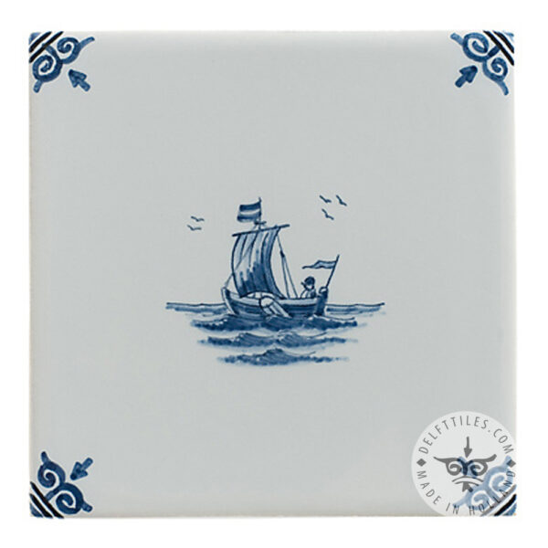 Hand decorated small boat tiles (TMS13) - Delft Tiles