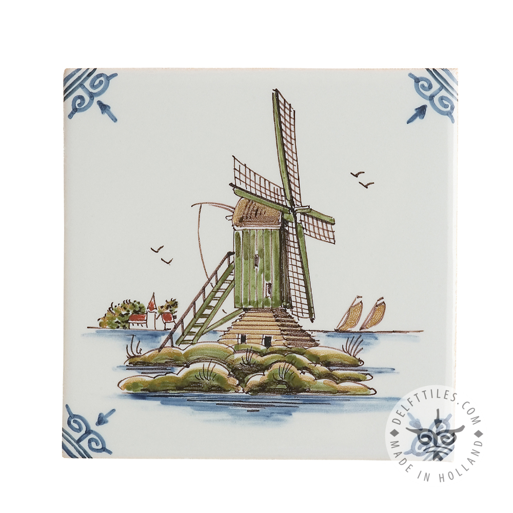Multi color Dutch windmill tiles (TML8) - Delft Tiles