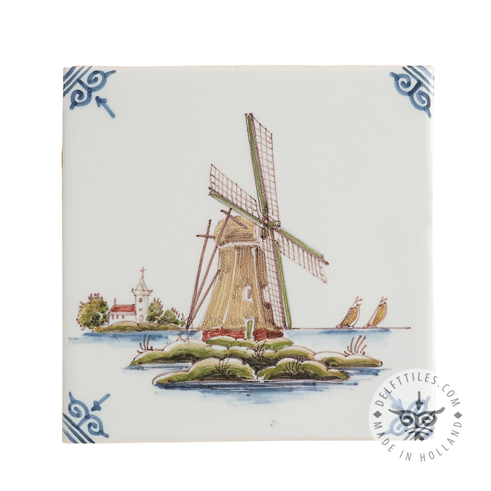 Multi color Dutch windmill tiles (TML8) - Delft Tiles