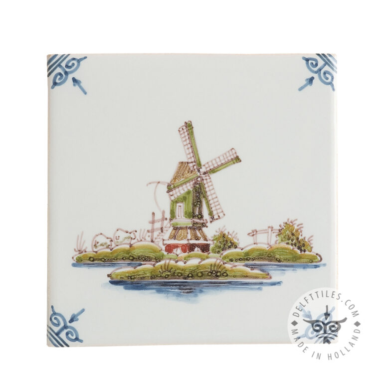 Multi color Dutch windmill tiles (TML8) - Delft Tiles