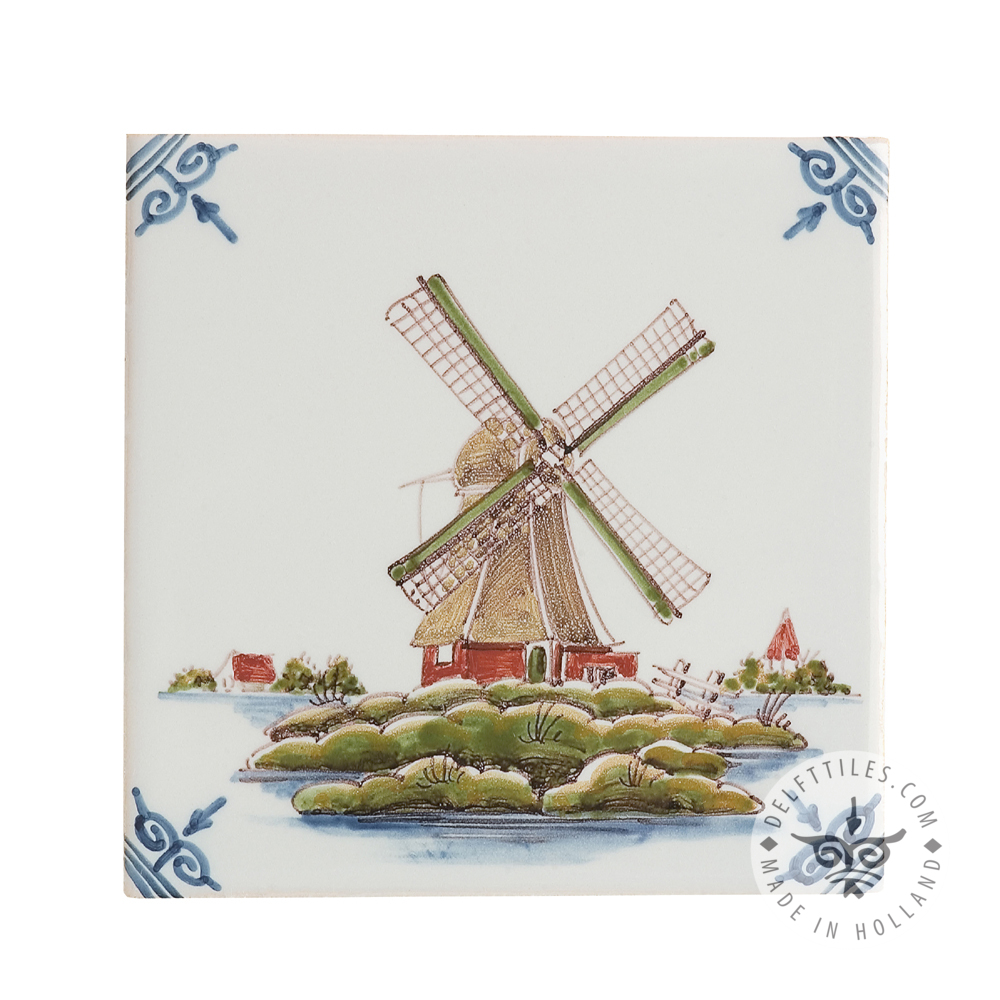 Multi color Dutch windmill tiles (TML8) - Delft Tiles
