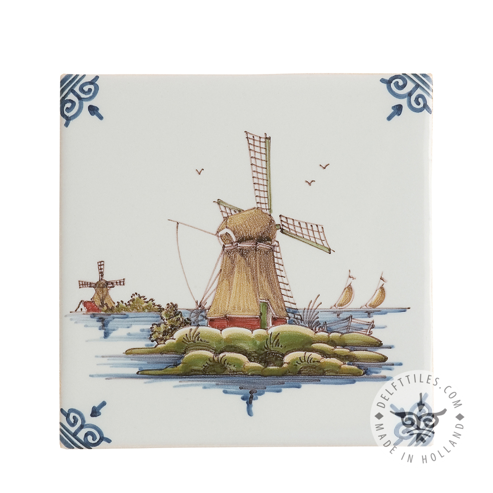 Multi color Dutch windmill tiles (TML8) - Delft Tiles