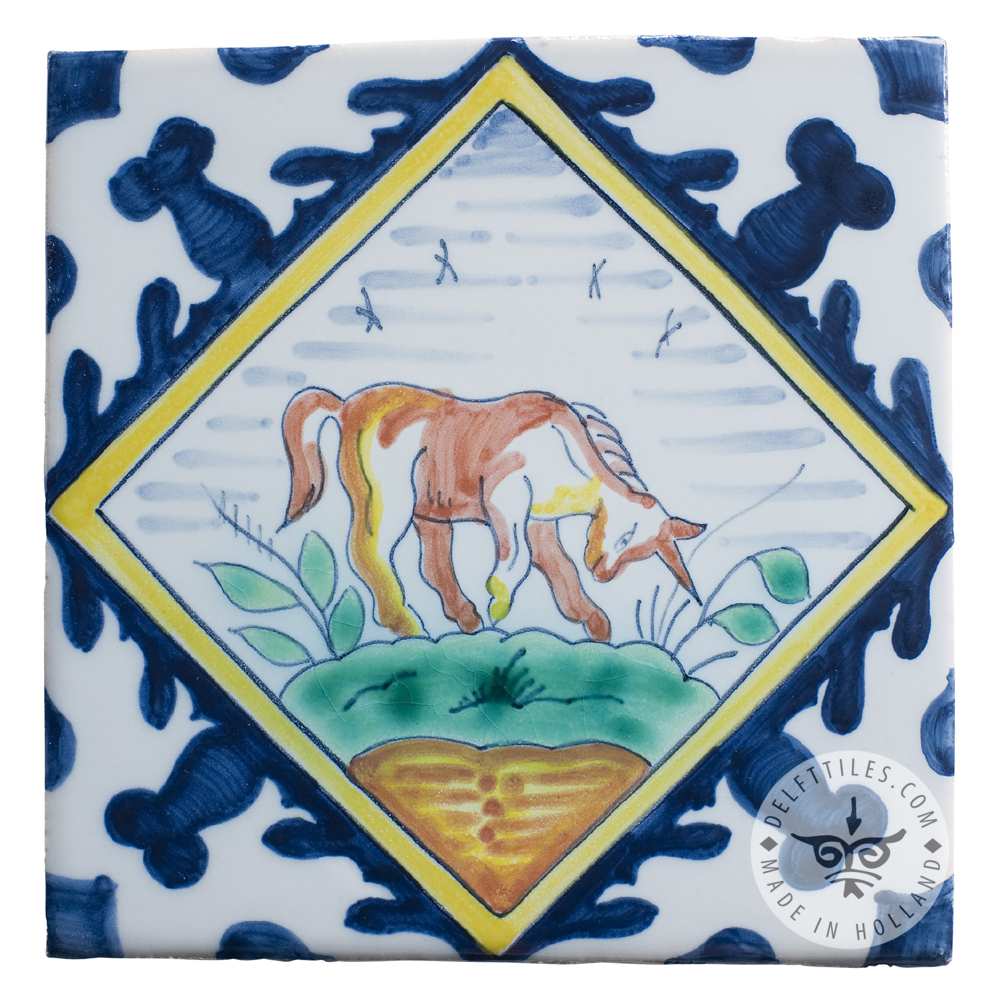 Polychrome animals in square tiles (TMZ10) - Delft Tiles