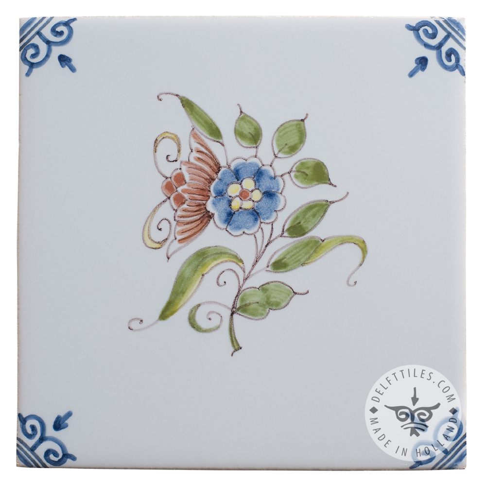Small colored flower tiles (TMB4) - Delft Tiles