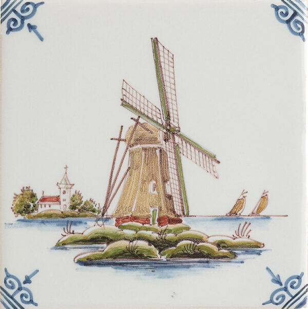 Multi color Dutch windmill tiles (TML8) - Delft Tiles