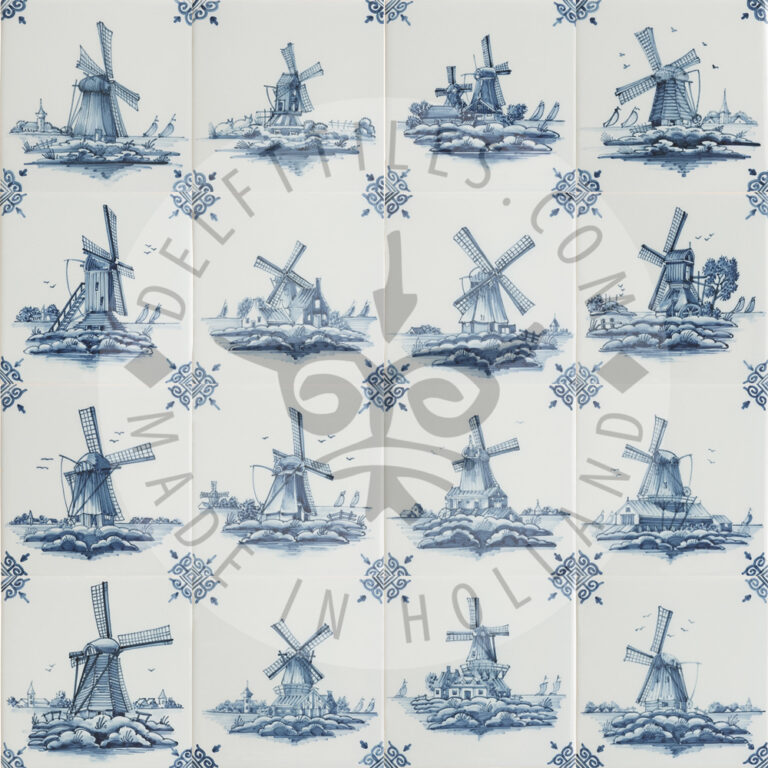 Delft blue Dutch windmill tiles (TML7) - Delft Tiles