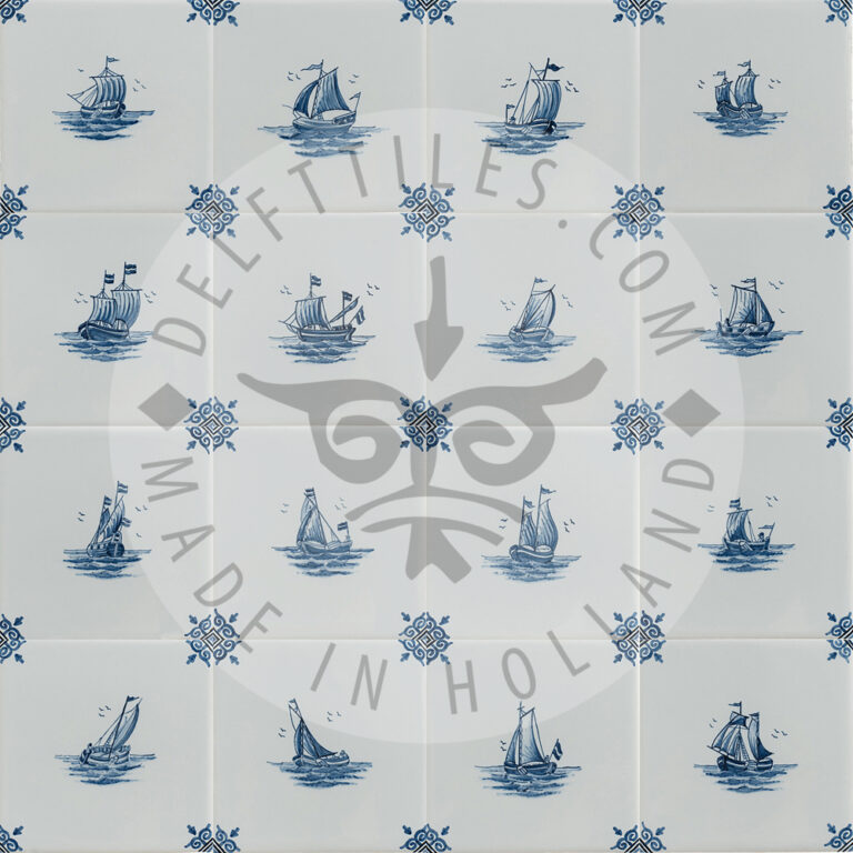 Hand decorated small boat tiles (TMS13) - Delft Tiles