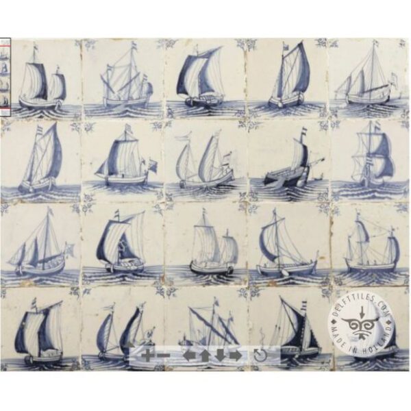 Beautiful Dutch Delft blue ship tile #S33 - Delft Tiles