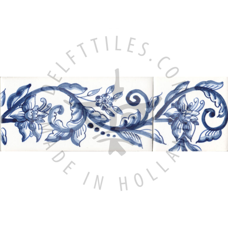 Border Tile 04 - Flower & Leaves - Delft Tiles