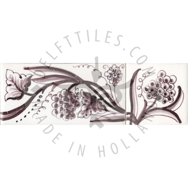 Border Tile 05 - Grapes on Vine - Delft Tiles