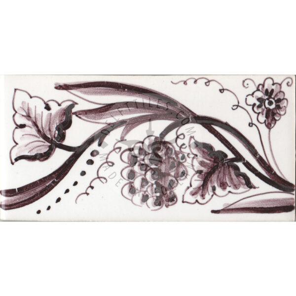 Border Tile 05 - Grapes on Vine - Delft Tiles