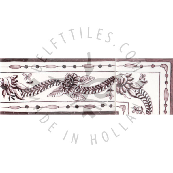 Border Tile 14 - roses ribbon - Delft Tiles