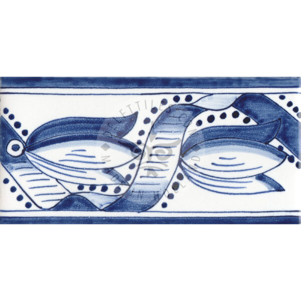 Border Tile 20 - tulips & ribbon - Delft Tiles
