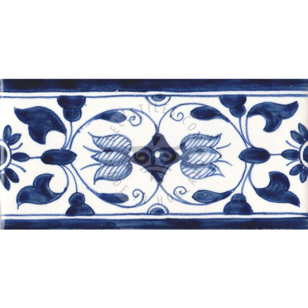 Border Tile 24 - 2 small flowerheads - Delft Tiles