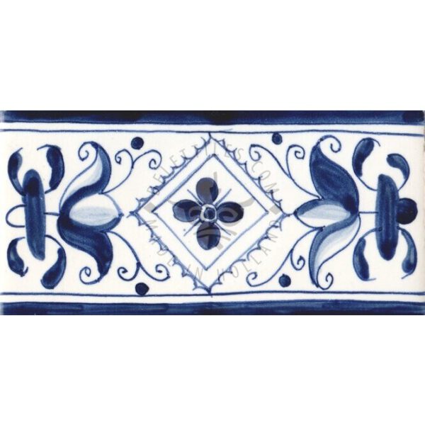Border Tile 26 - flower in square - Delft Tiles