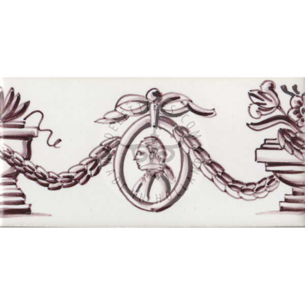 Border Tile 28 - bust in medallion - Delft Tiles