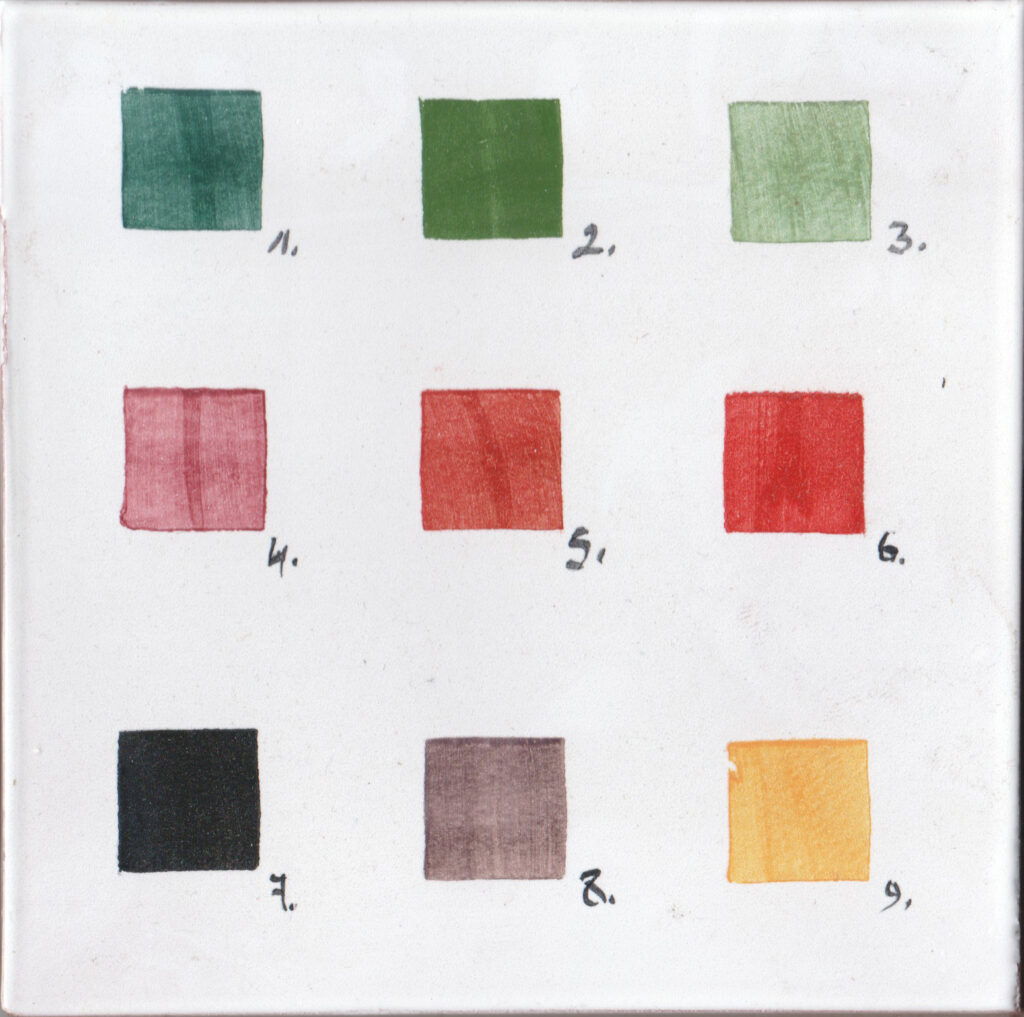 Color Chart for tiles within this section only + BLUE - Delft Tiles