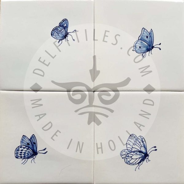 Butterflies Small Tile (HDVK) - Delft Tiles