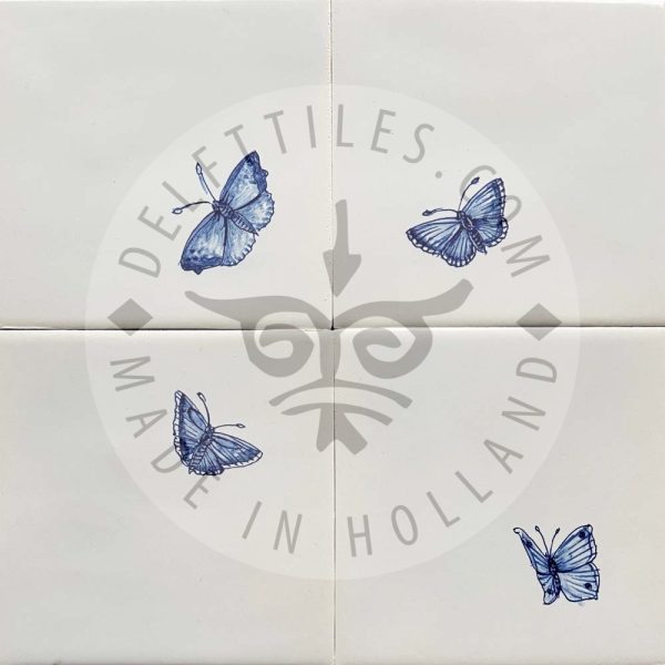 Butterflies Small Tile (HDVK) - Delft Tiles