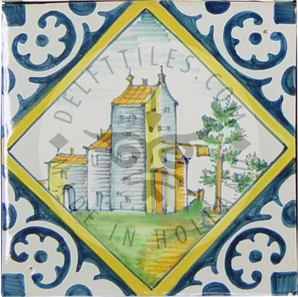 Castles and Fortresses polychrome Tiles (LB_mc) - Delft Tiles
