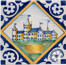 Castles and Fortresses polychrome Tiles (LB_mc) - Delft Tiles