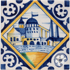 Castles and Fortresses polychrome Tiles (LB_mc) - Delft Tiles