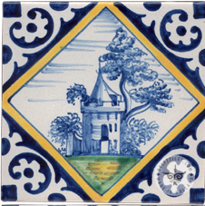 Castles and Fortresses polychrome Tiles (LB_mc) - Delft Tiles