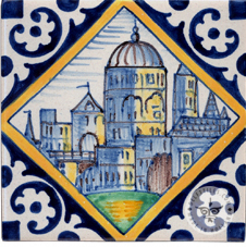 Castles and Fortresses polychrome Tiles (LB_mc) - Delft Tiles