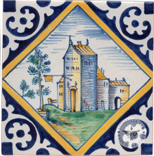 Castles and Fortresses polychrome Tiles (LB_mc) - Delft Tiles
