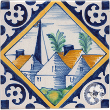Castles and Fortresses polychrome Tiles (LB_mc) - Delft Tiles