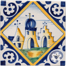 Castles and Fortresses polychrome Tiles (LB_mc) - Delft Tiles