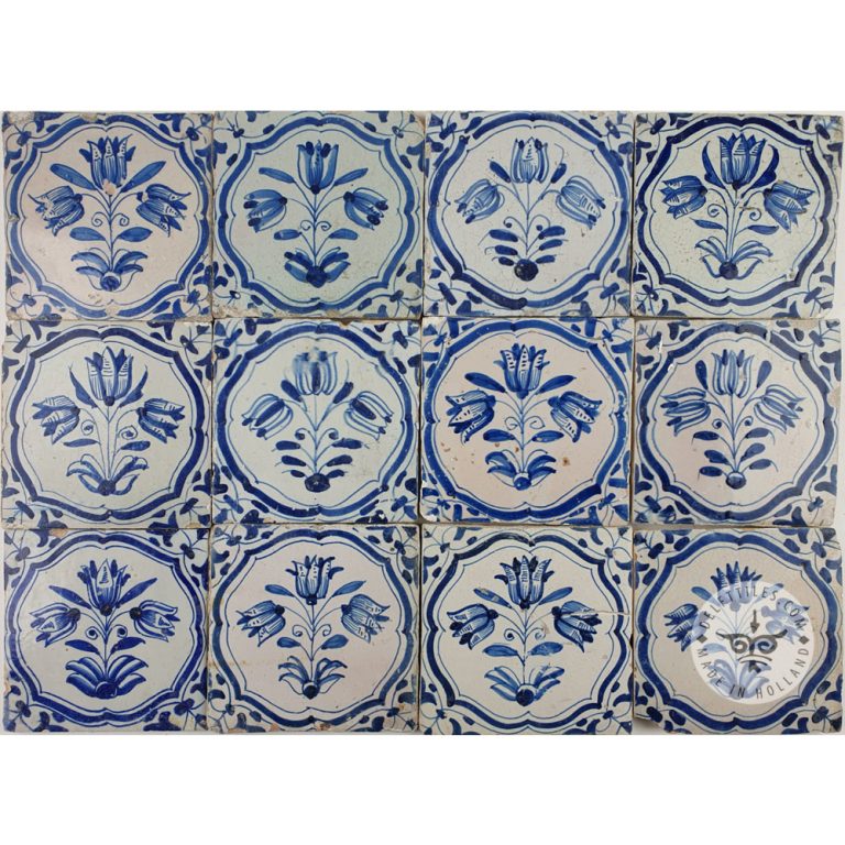 17th Century Delft Blue Dutch Flower Tiles - Delft Tiles