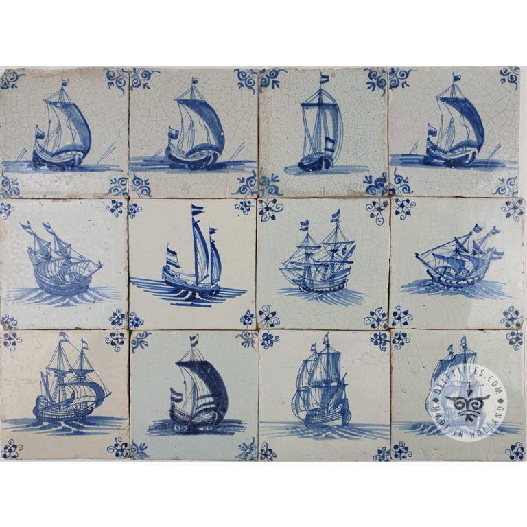 17th and 18th century ship Tiles - Delft Tiles
