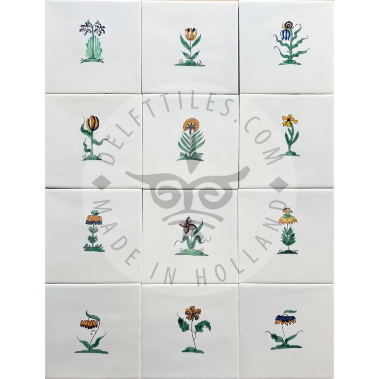 Small Flower Tiles 2 multi color (BK2_mc) - Delft Tiles