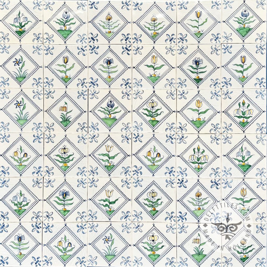 Flower tiles color in square 2 (BTsq2_mc) - Delft Tiles