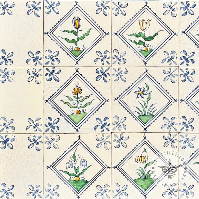 Flower tiles color in square 2 (BTsq2_mc) - Delft Tiles