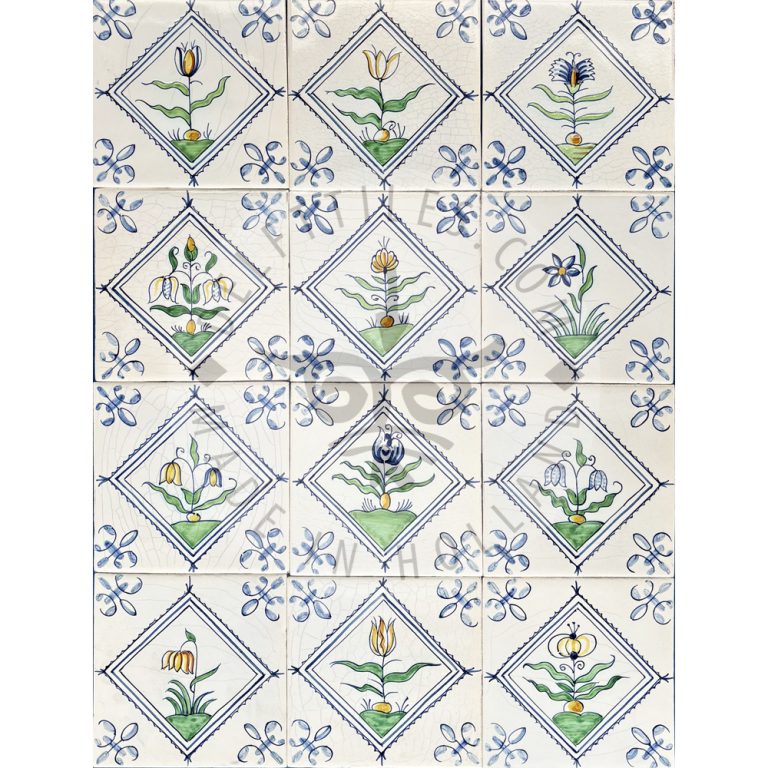 Flower tiles color in square 2 (BTsq2_mc) - Delft Tiles