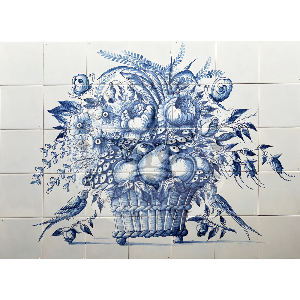 Fruit & Flower tile mural 7x5 tiles (BM35b) - Delft Tiles
