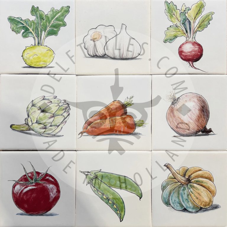 Vegetable Vegetables Tiles - Big - Multi Color (GG_mc) - Delft Tiles