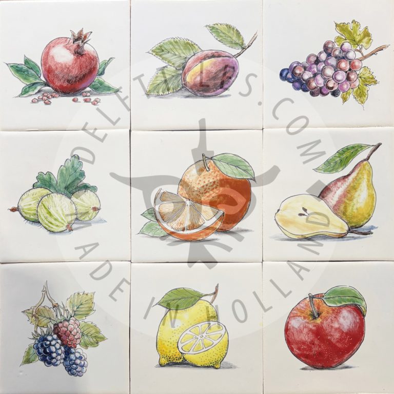 Fruit Fruits Tiles - Big - Multi Color (FG_mc) - Delft Tiles