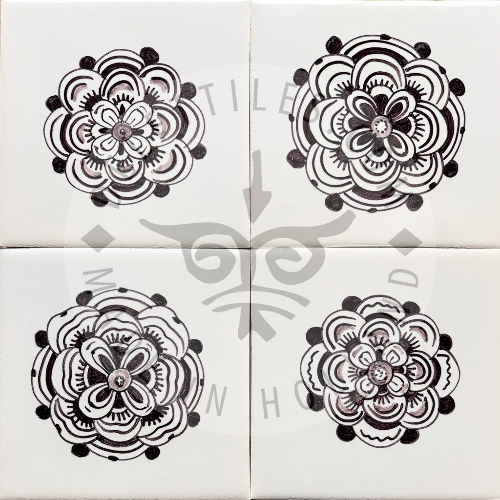 Antique sepia Roses Delft 18th century Tiles - Delft Tiles